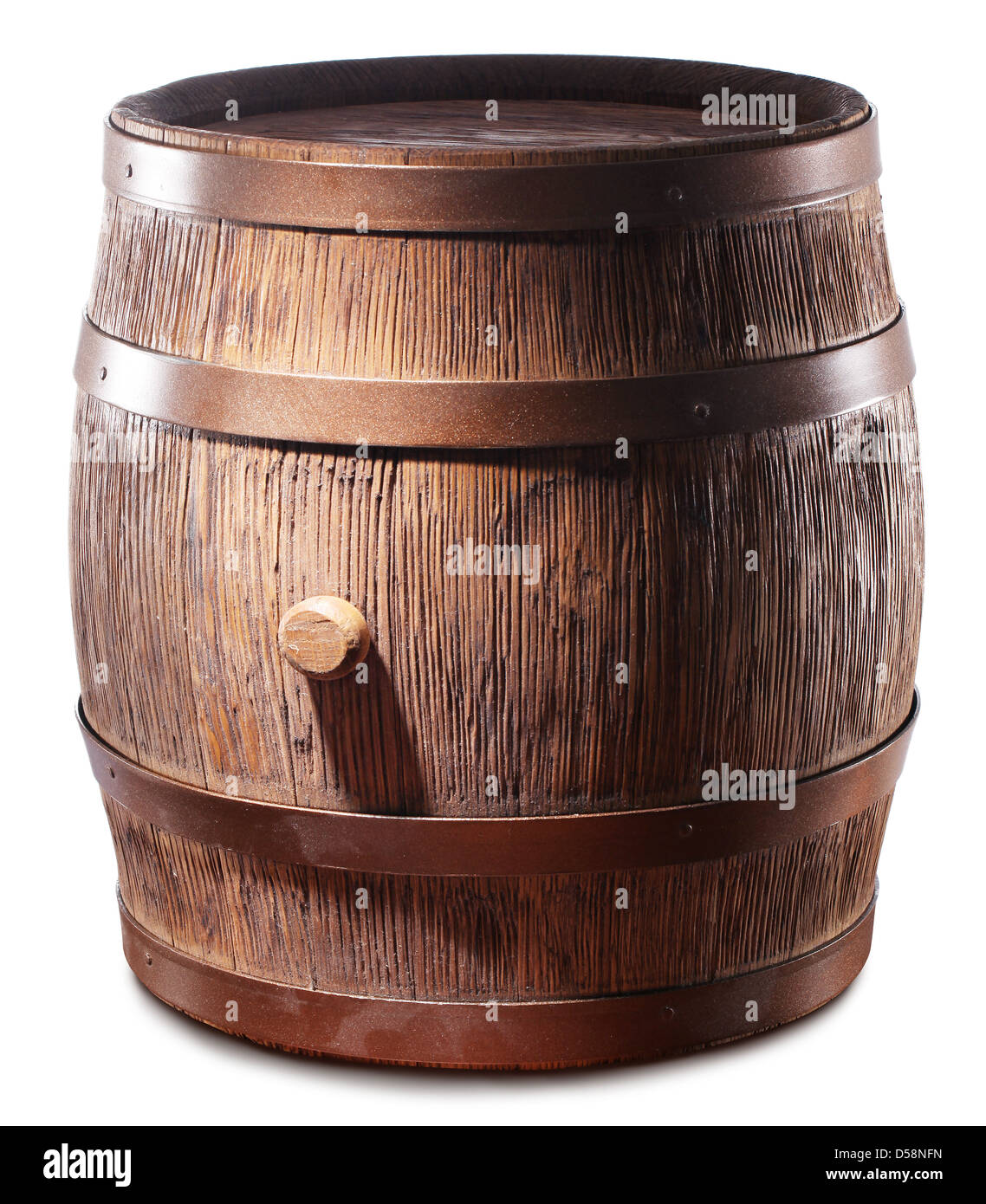 Wooden barrel with iron rings. Isolated on a white background Stock ...