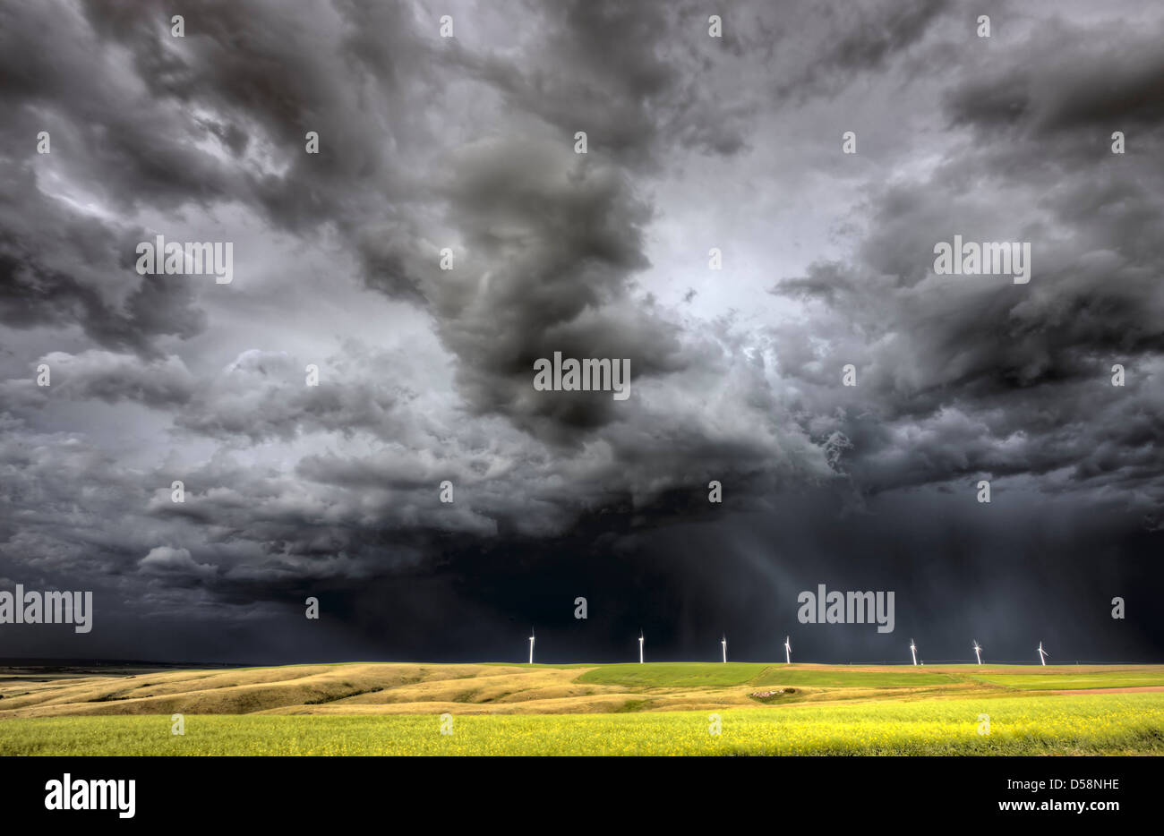 Storm Clouds Saskatchewan wind farm Swift Current Canada Stock Photo ...