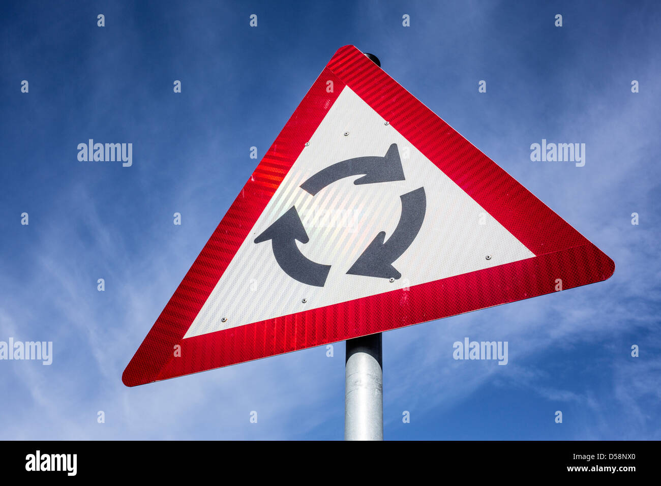 Round About Warning Sign Stock Photo - Alamy