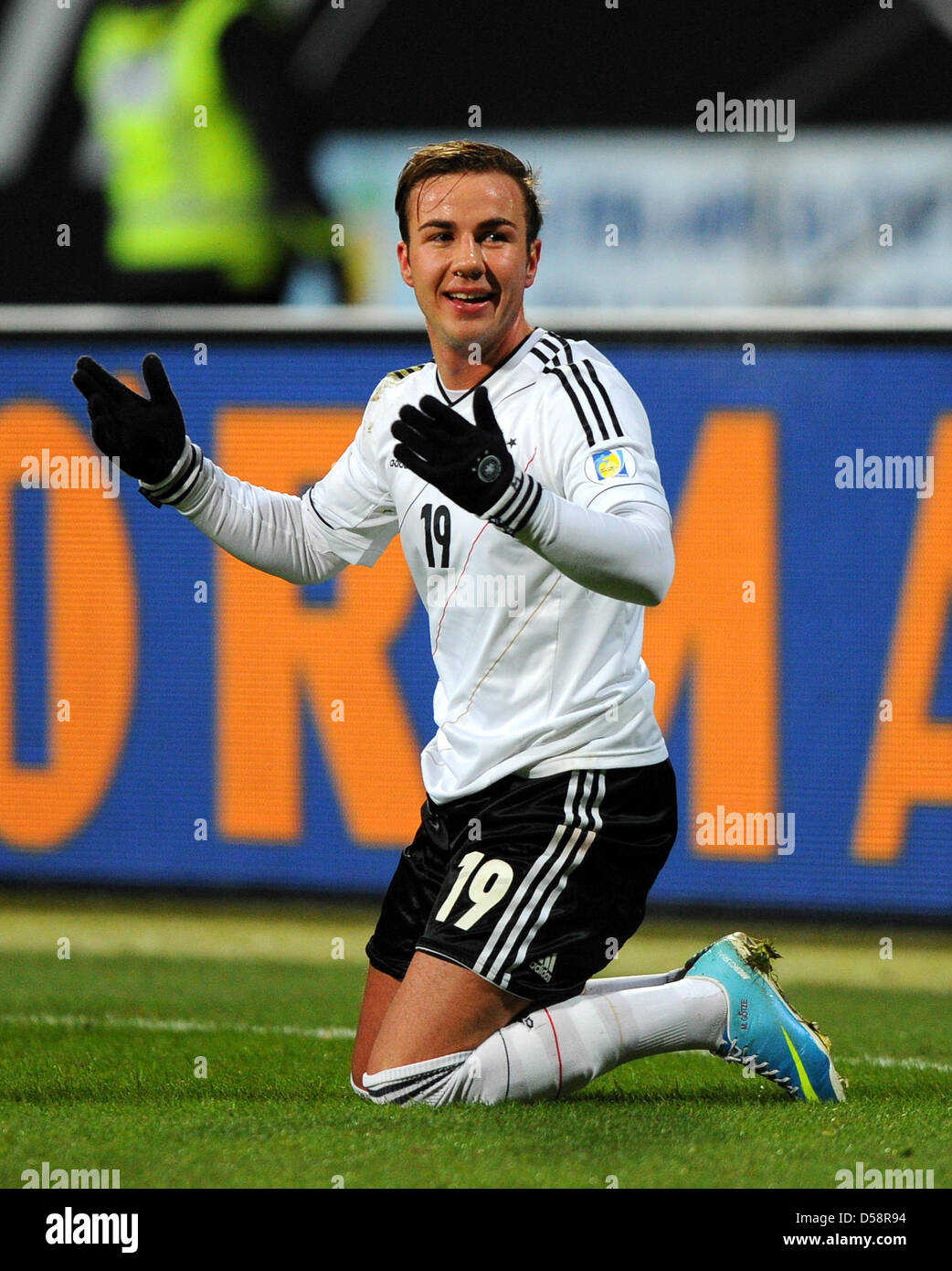 Nuremberg, Germany. 26th March 2013. Germany's Mario Goetze gestures ...