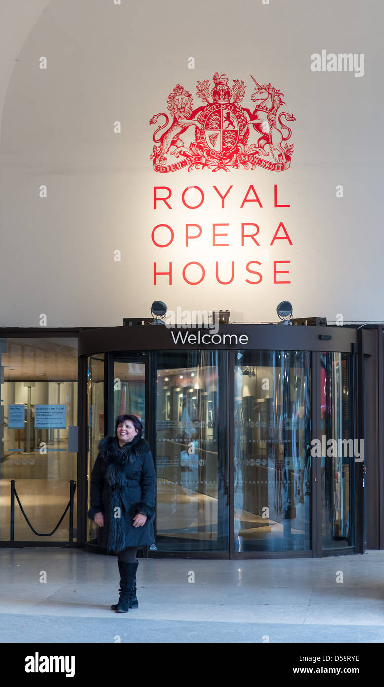 One of the entrances to the Royal Opera House, which is in London's ...