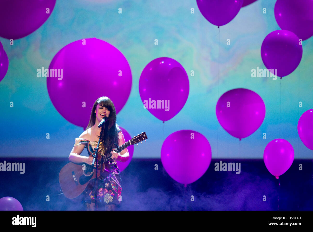 Danish singer Aura Dione performs during the recording of the RTL II tv ...