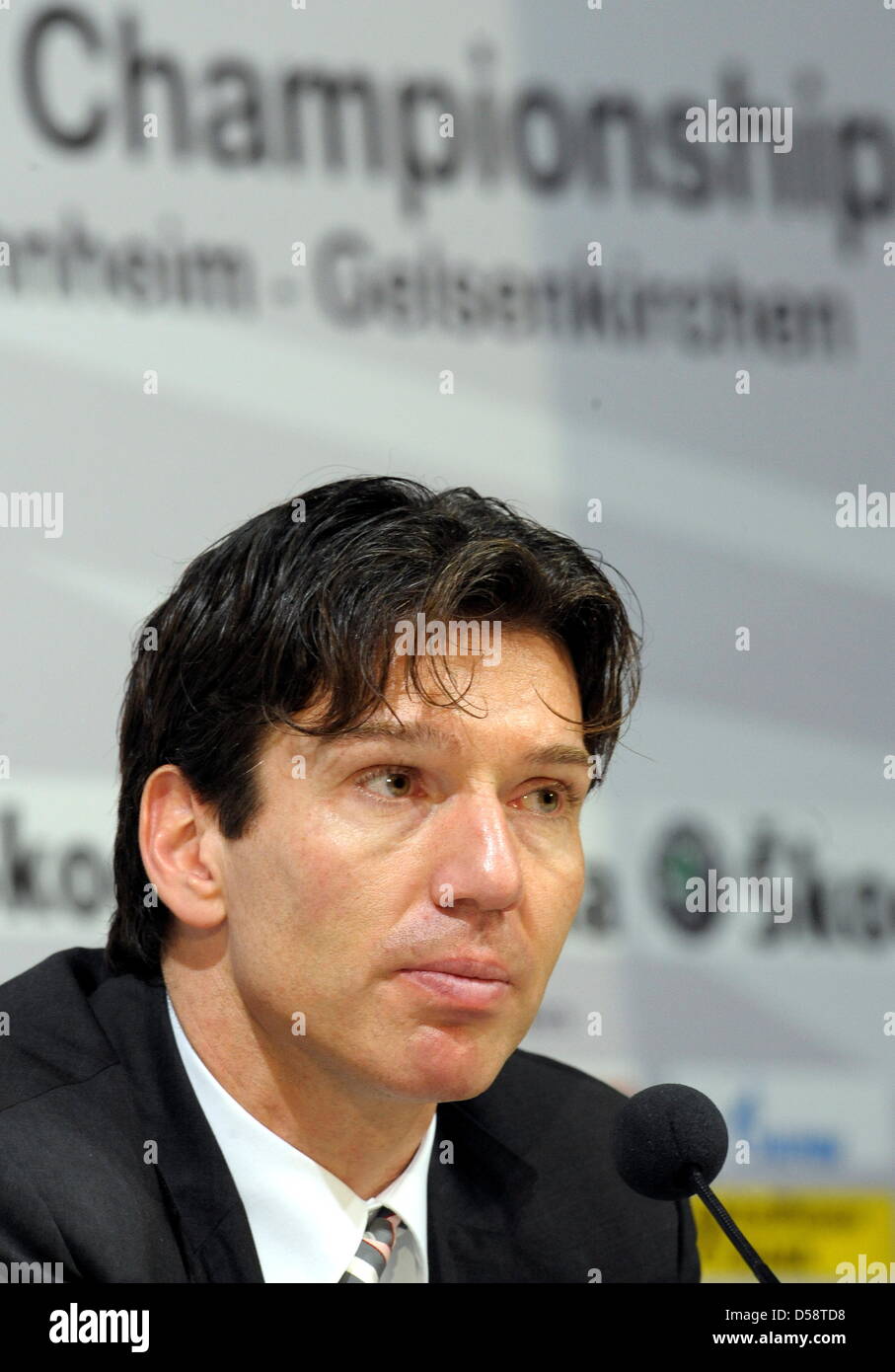 Germany's head coach Uwe Krupp pictured at a press conference after the ...