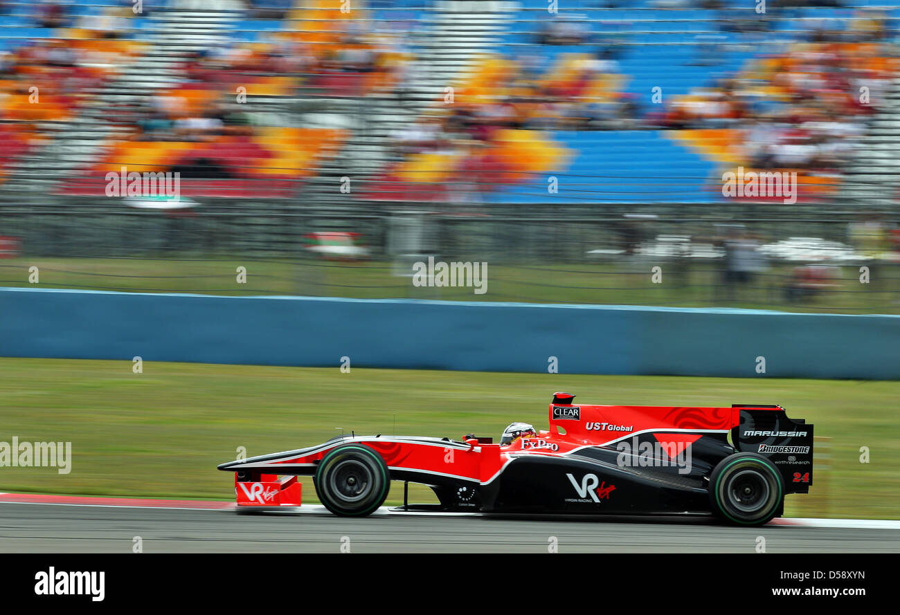 German Formula One driver Timo Glock of Virgin Racing steers his race ...