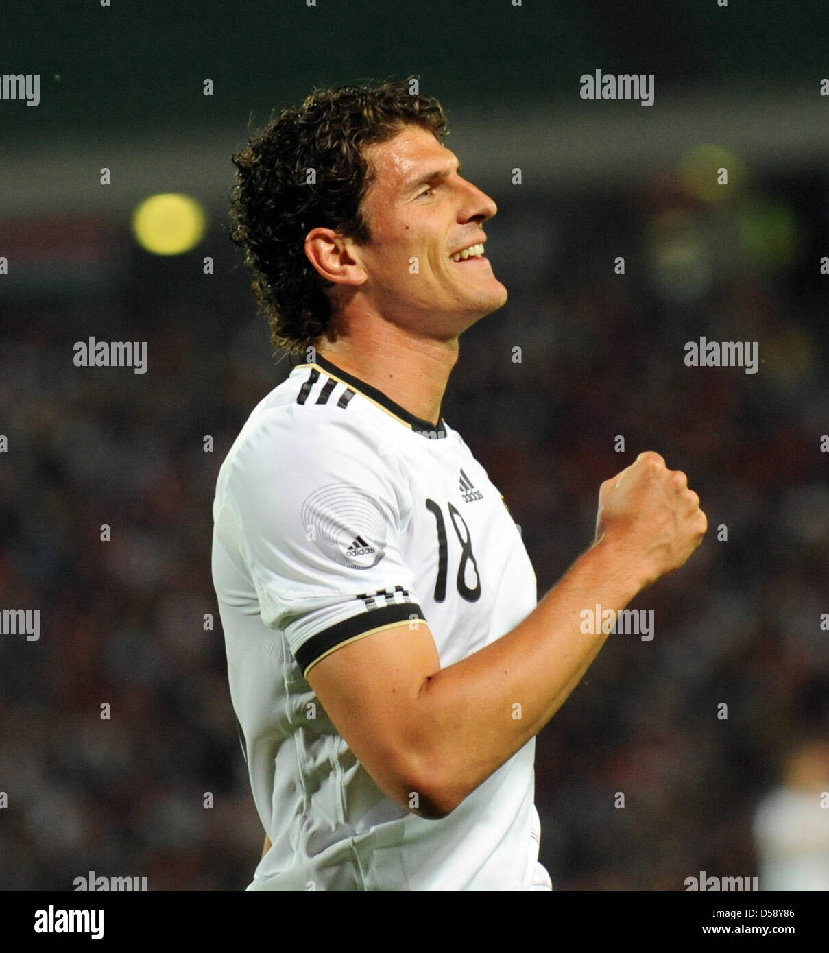 Germany's Mario Gomez celebrates his 2-0 lead goal during the soccer ...