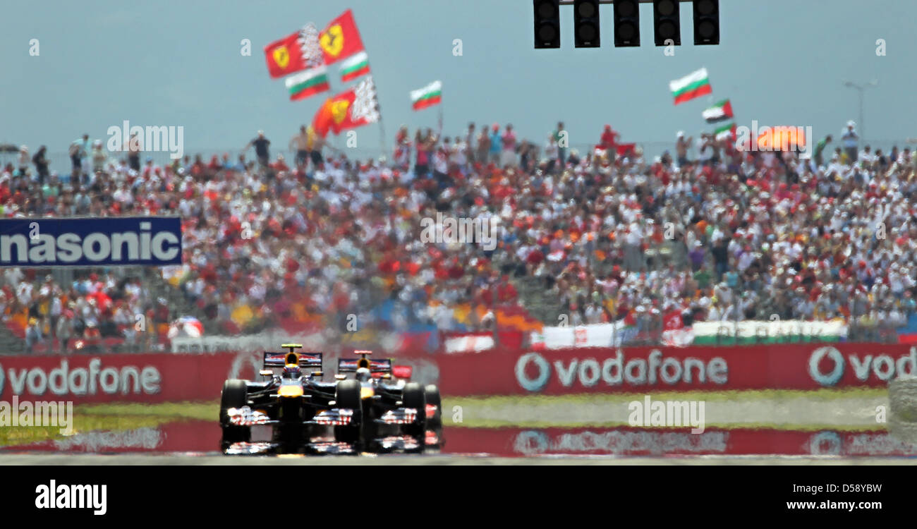 Red-Bull drivers Australian Mark Webber (front) and German Sebastian ...
