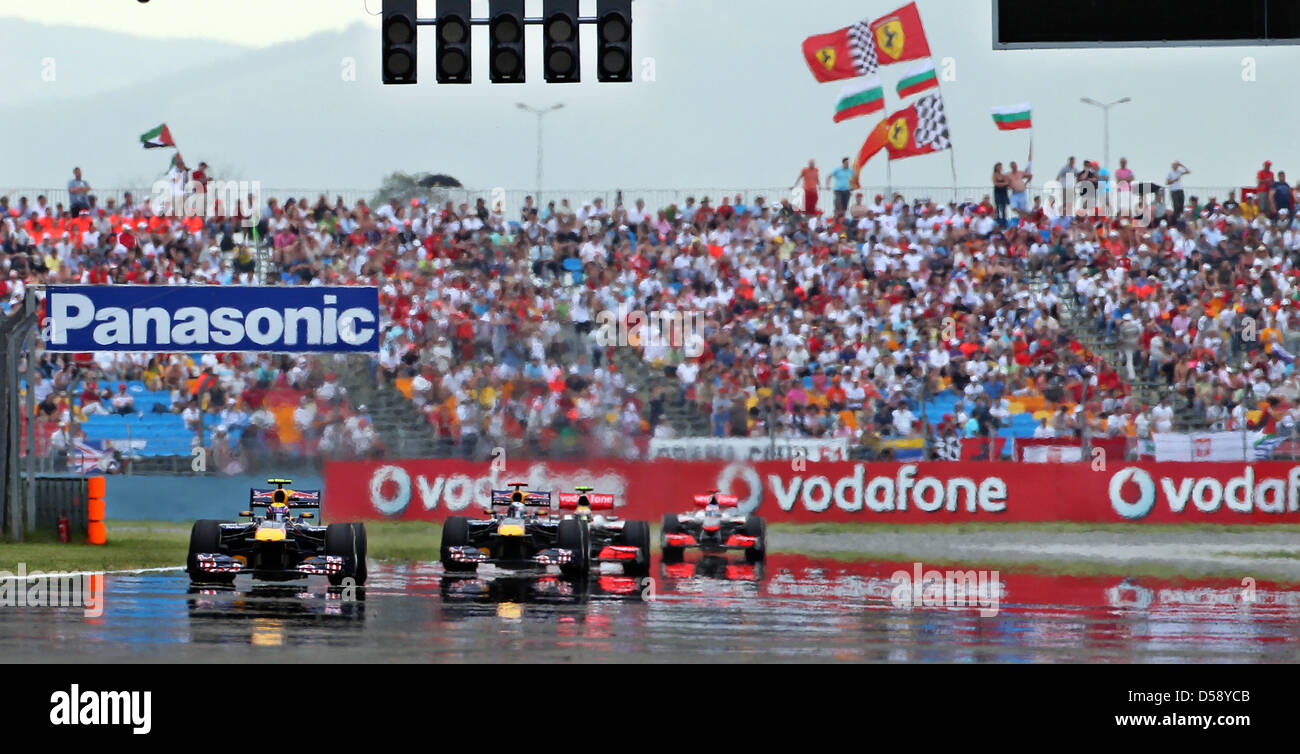 Red-Bull drivers Australian Mark Webber (front) and German Sebastian ...