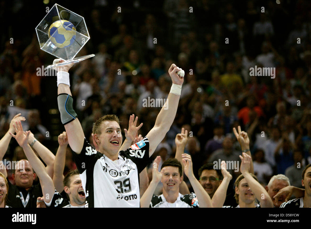 Kiel's Filip Jicha celebrates winning the EHF Champions League final ...