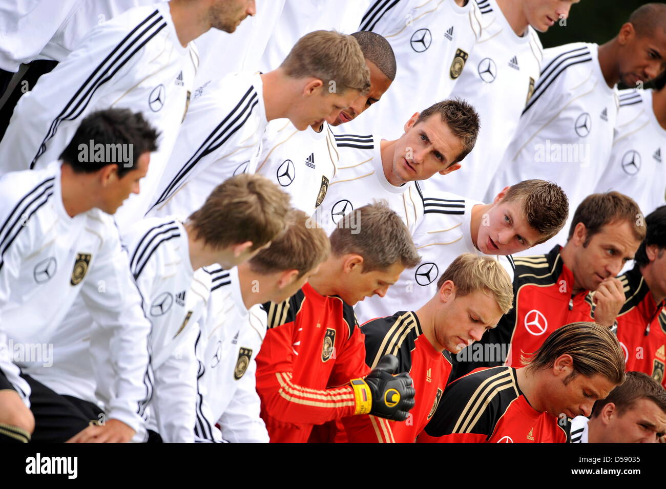 The German national squad for the FIFA 2010 World Cup lines up for a ...