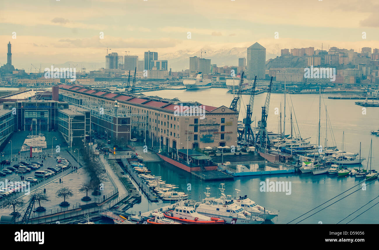Harbour aerial view. Genoa, Italy Stock Photo - Alamy