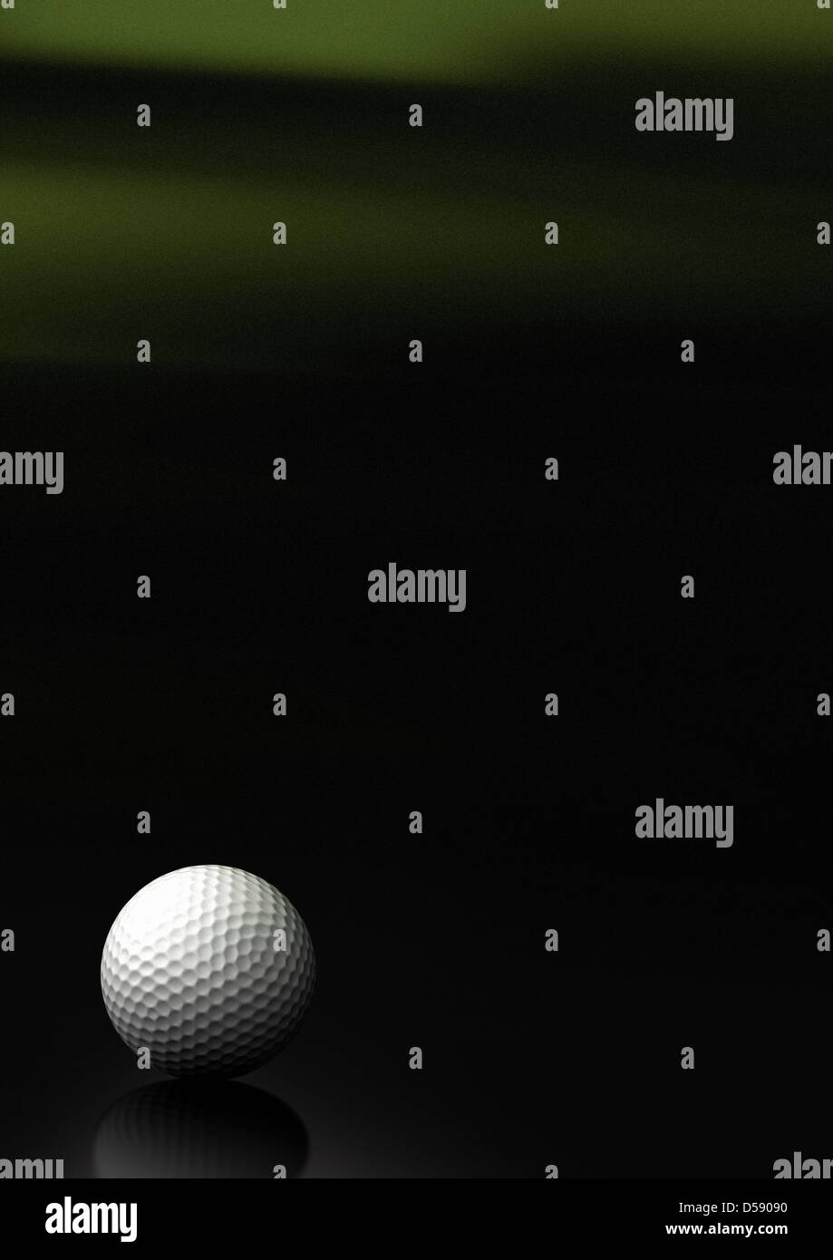 one golf ball over black and green background Stock Photo - Alamy