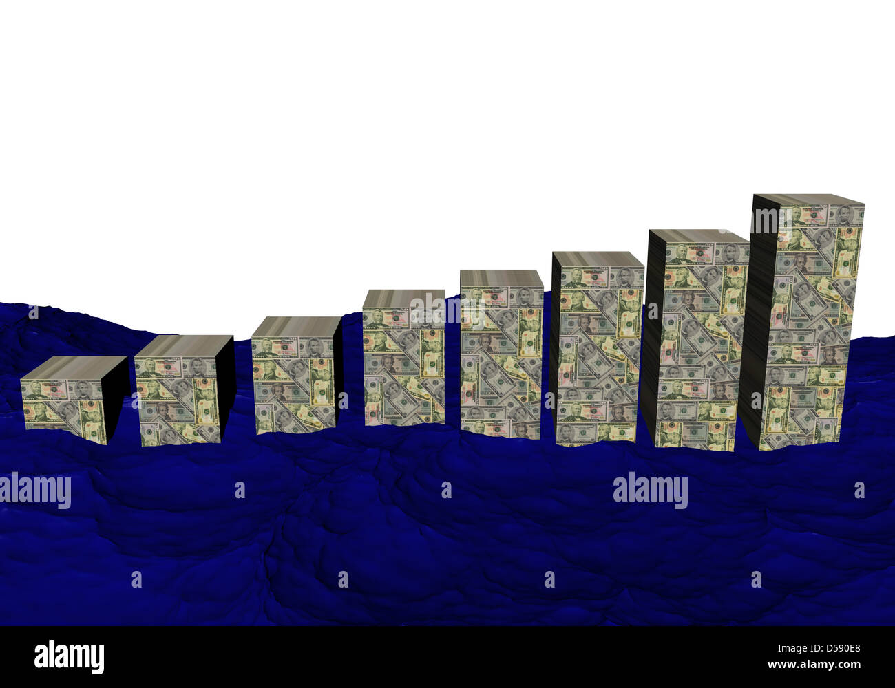 American dollars graph in ocean illustration Stock Photo - Alamy