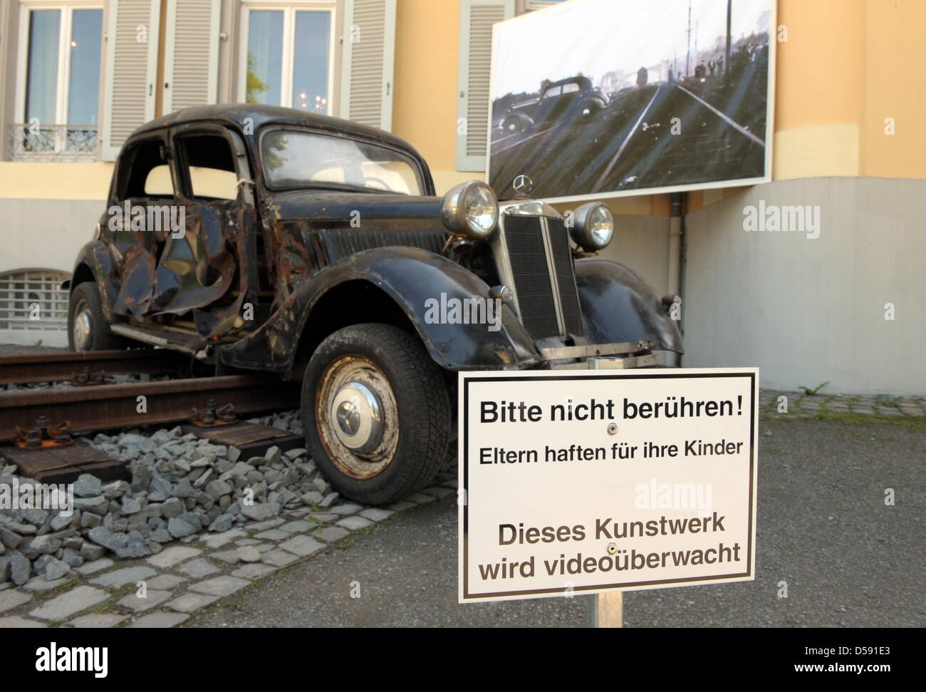 The sculpture '130 kph' by Wolf Vostell is on display at Morsbroich ...