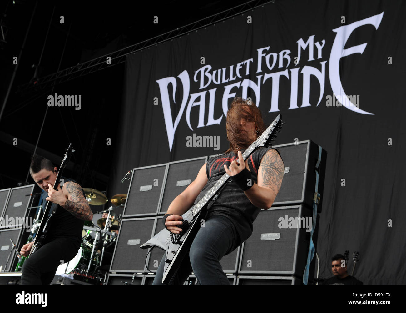 Welsh metal band Bullet For My Valentine with bassist Jason James (L ...