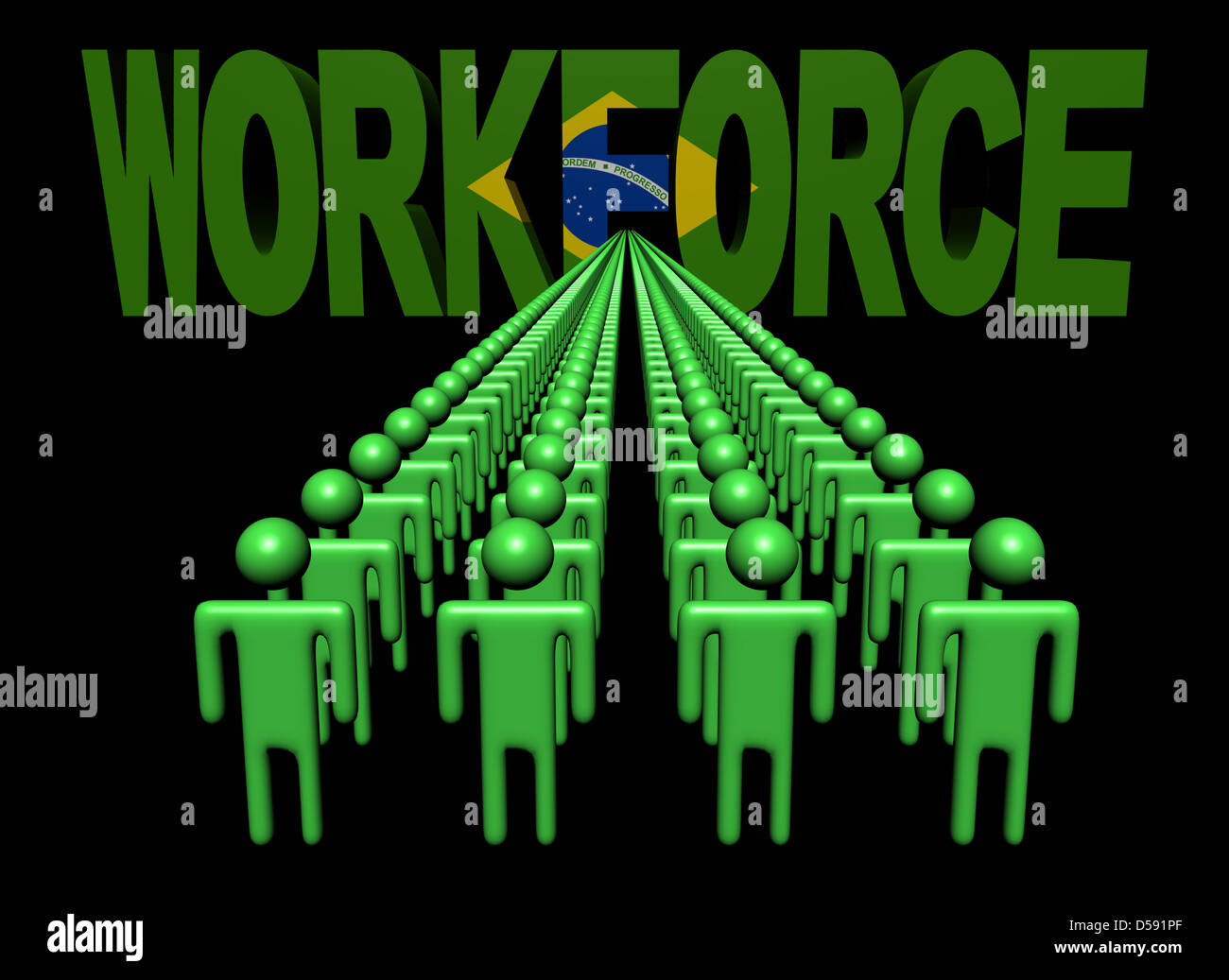 lines of people with workforce Brazilian flag text illustration Stock ...
