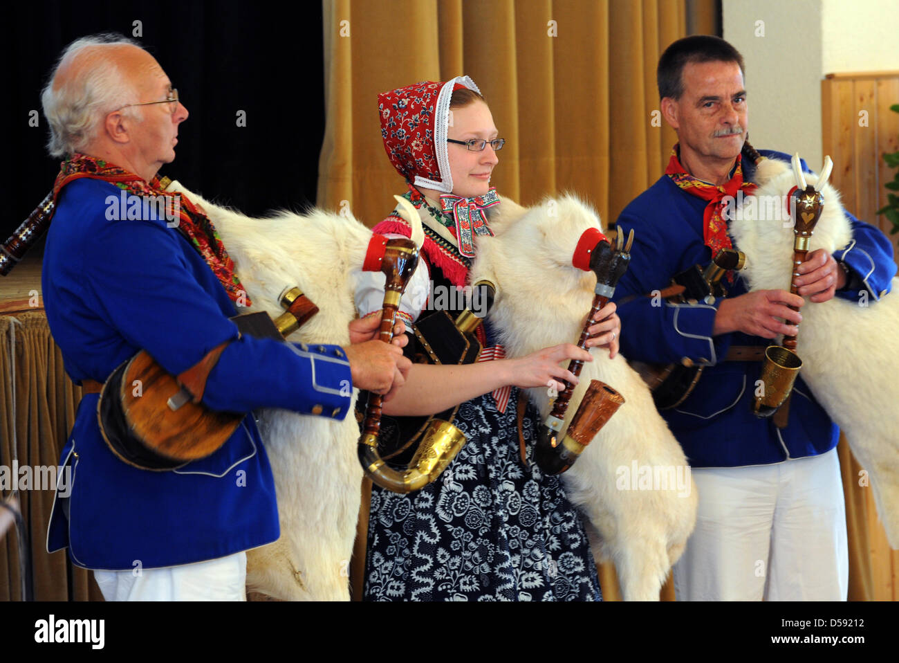 Sorbian bagpipe players at the competition 'Language-friendly community ...