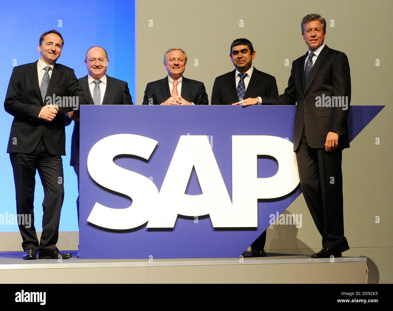 The board of software group SAP, Jim Hagemann Snabe, chairman, Gerhard ...
