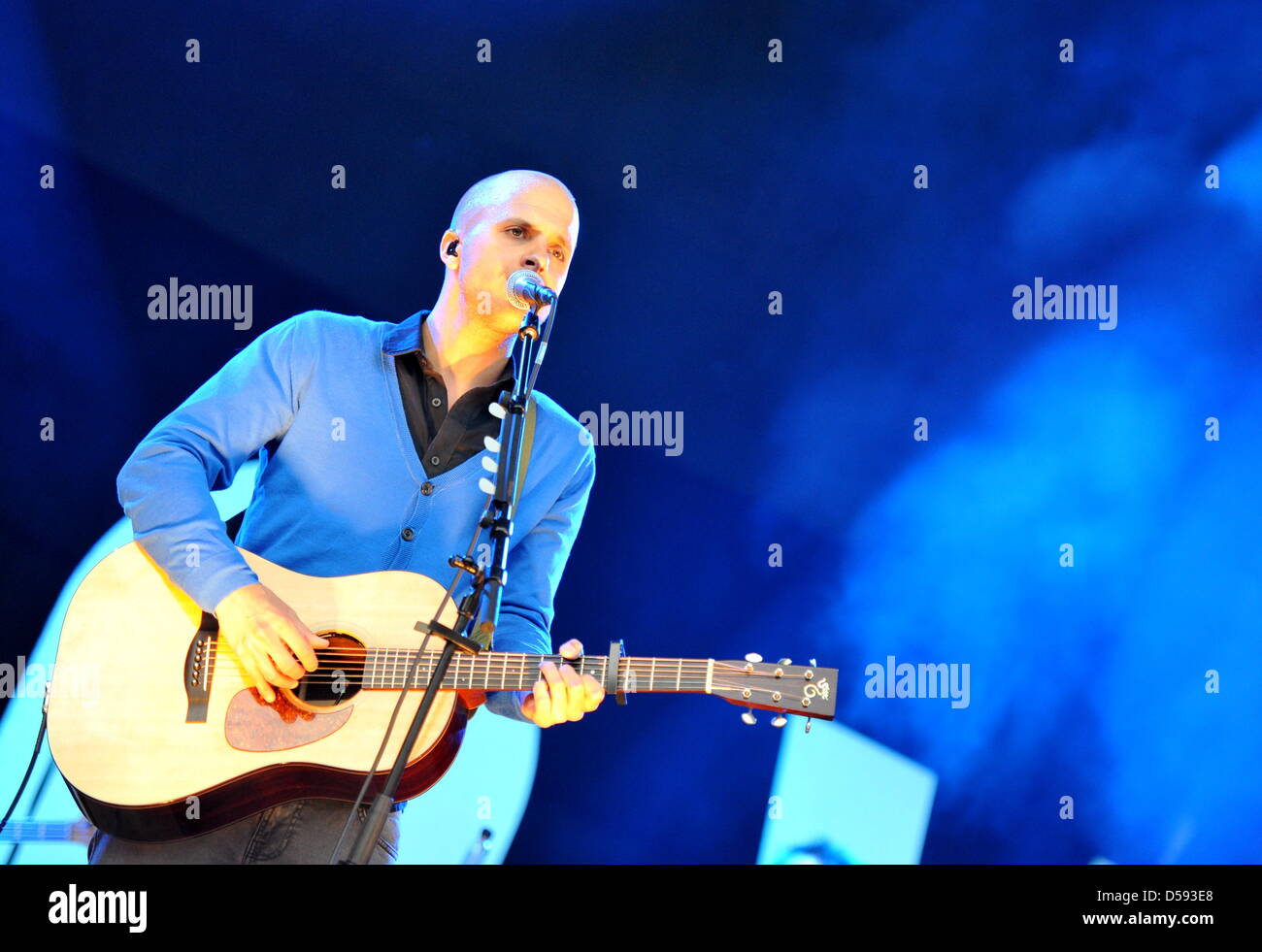 Belgian singer Milow perfoms during a concert at the Stadtpark stage in ...
