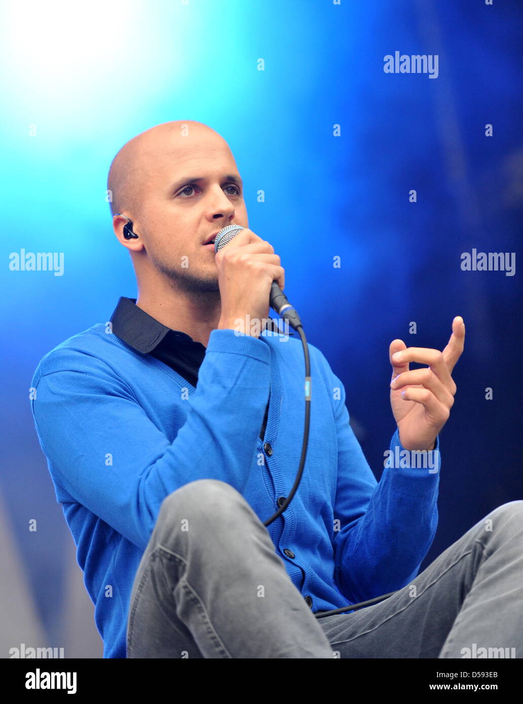 Belgian singer Milow perfoms during a concert at the Stadtpark stage in ...