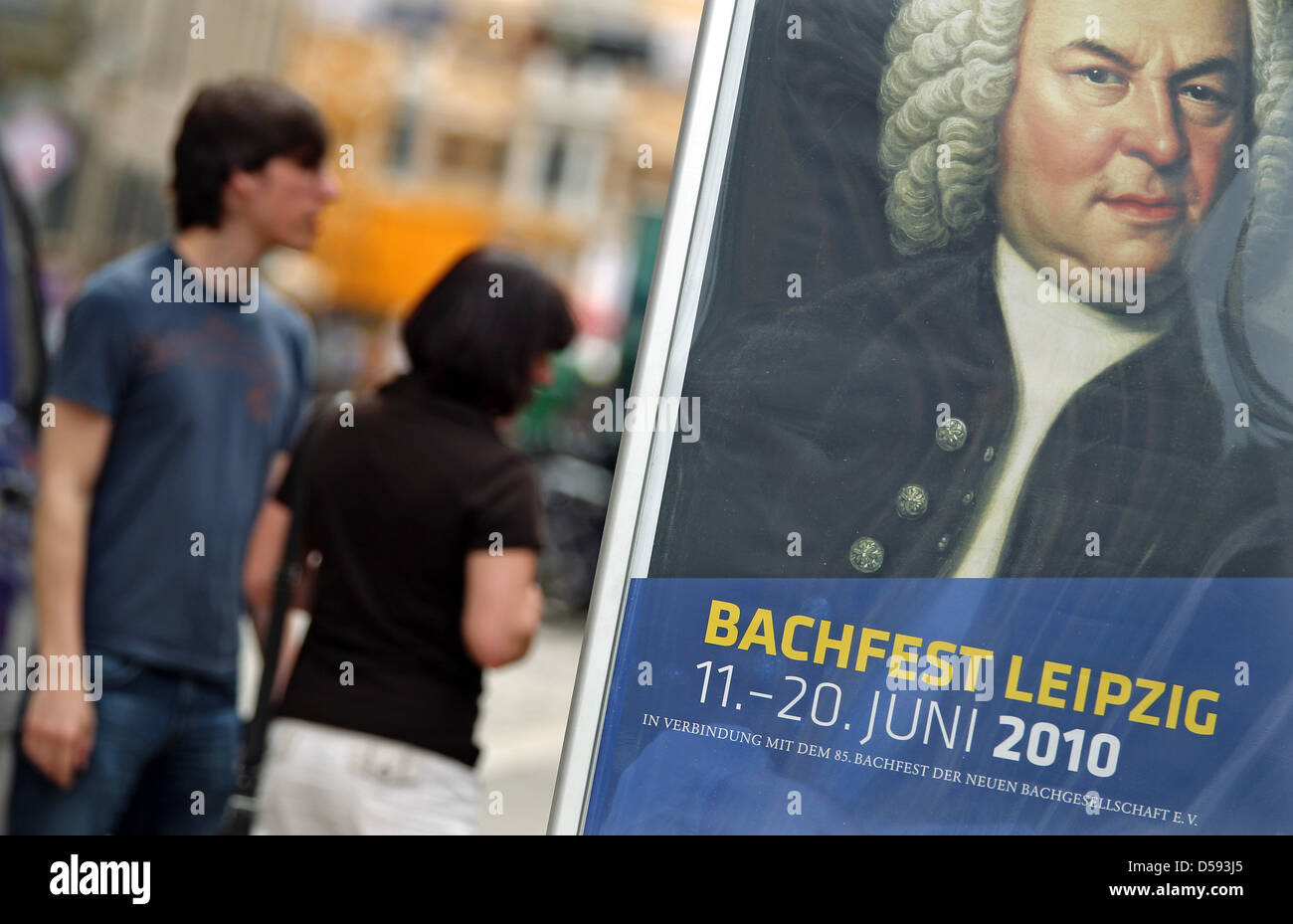 A poster promotes the Bach Festival 2010 in Leipzig, Germany, 10 June ...