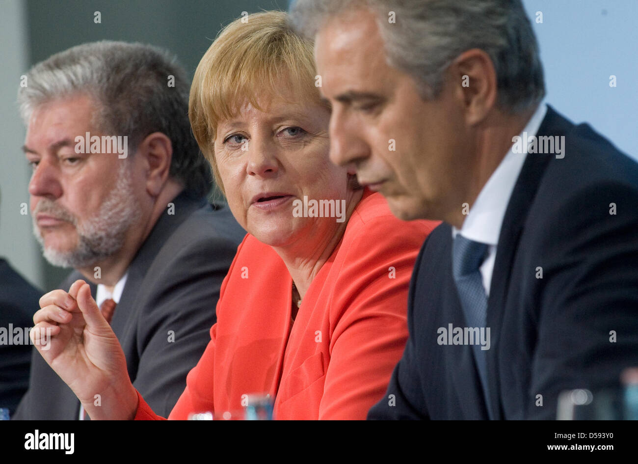 German Chancellor Angela Merkel (C) and Prime Ministers of federal ...