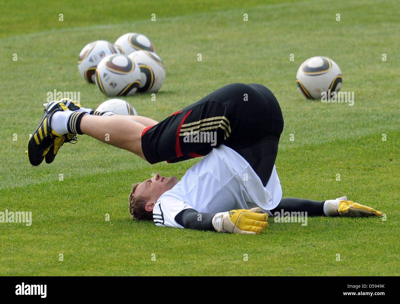 German goalkeeper Manuel Neuer stretches during a training session of ...