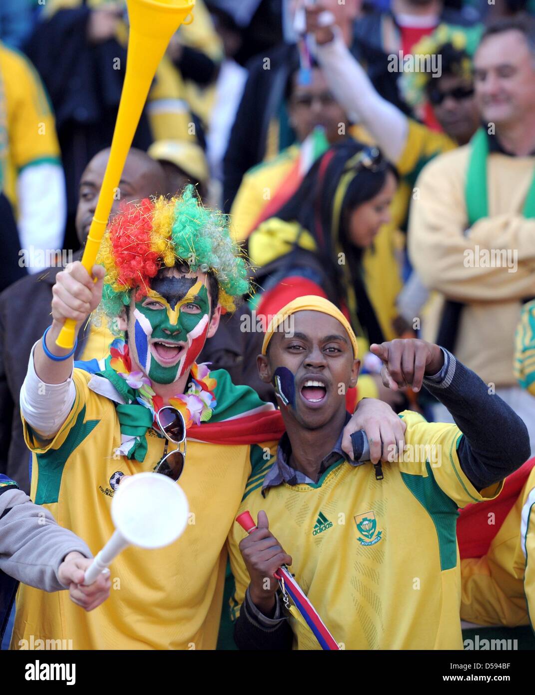 South African supporter cheer during the opening ceremony of the 2010 ...