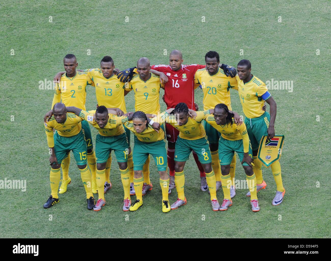 The South African team poses prior their 2010 FIFA World Cup opening ...