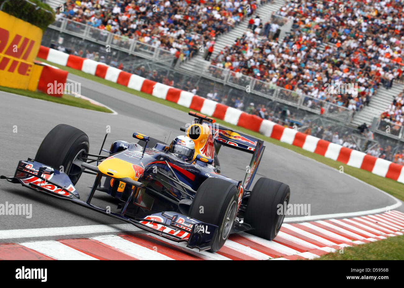 Germany's Formula One driver Sebastian Vettel of Team Red Bull steers ...