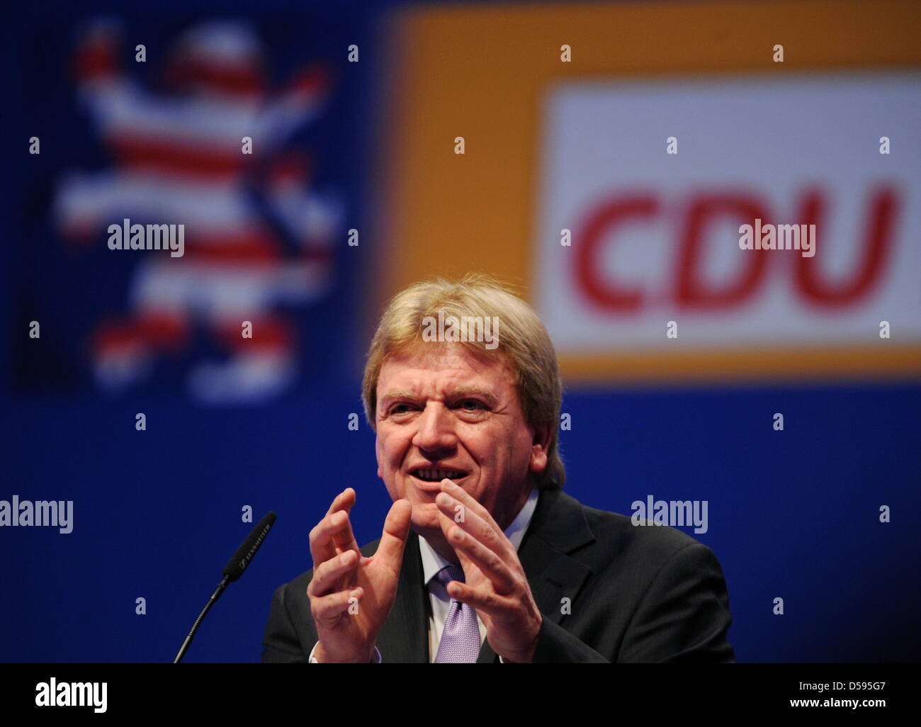 Hesse's Interior Secretary Volker Bouffier holds a speech prior to his ...