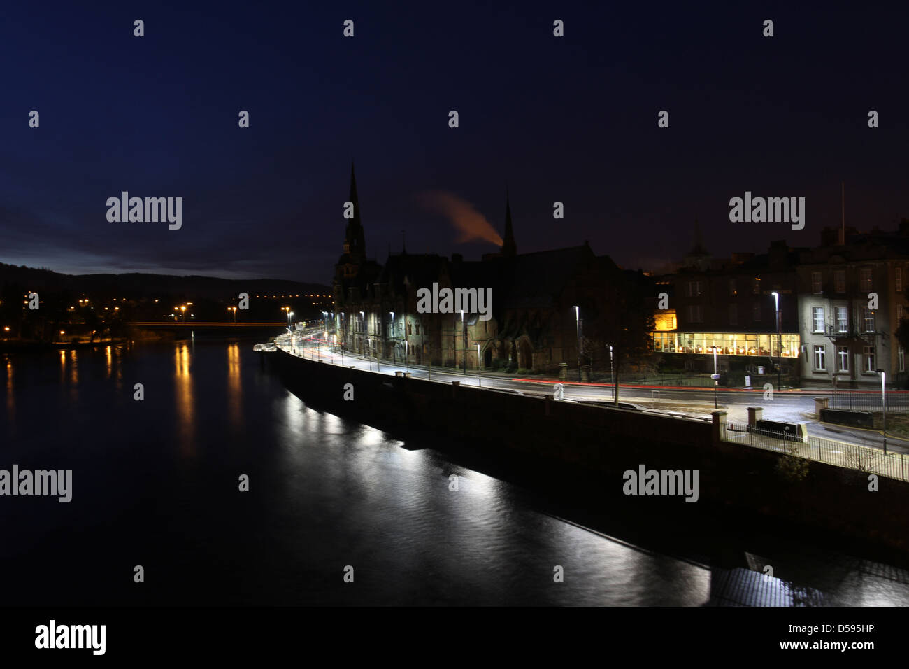 Perth and River Tay at night Scotland January 2012 Stock Photo - Alamy