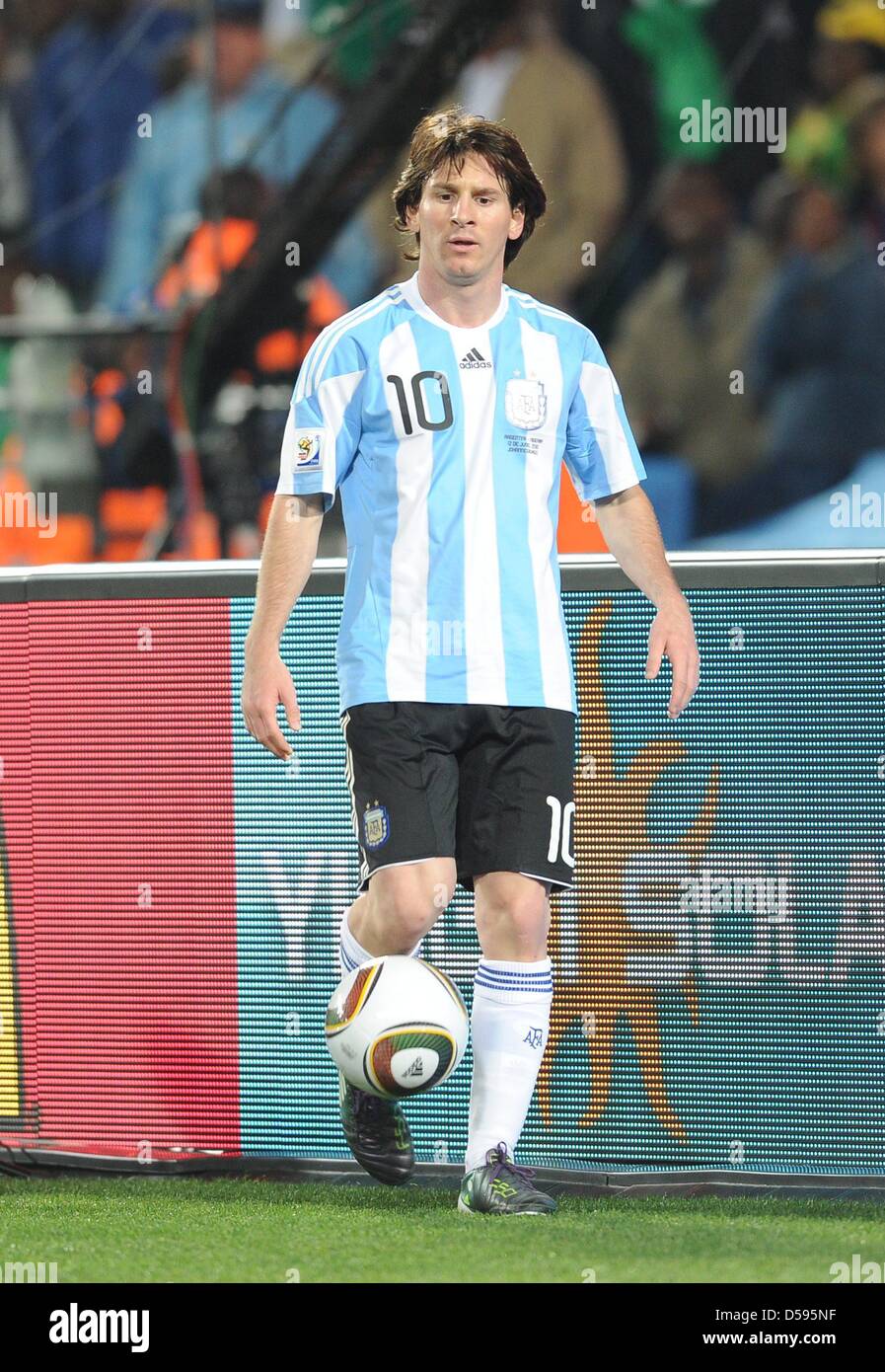 Argentina's Lionel Messi controls the ball during the 2010 FIFA World ...