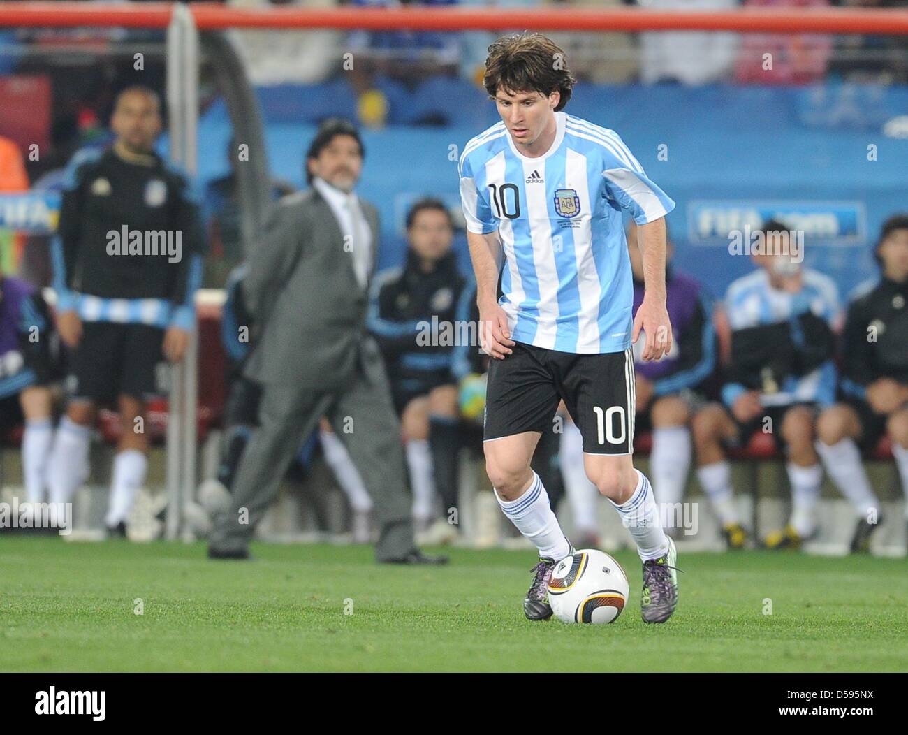 Argentina's Lionel Messi controls the ball during the 2010 FIFA World ...