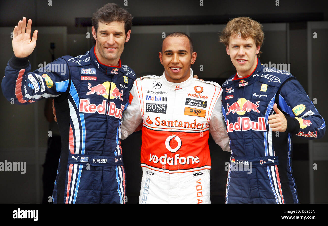 GB's Formula One driver Lewis Hamilton (C) of McLaren Mercedes ...