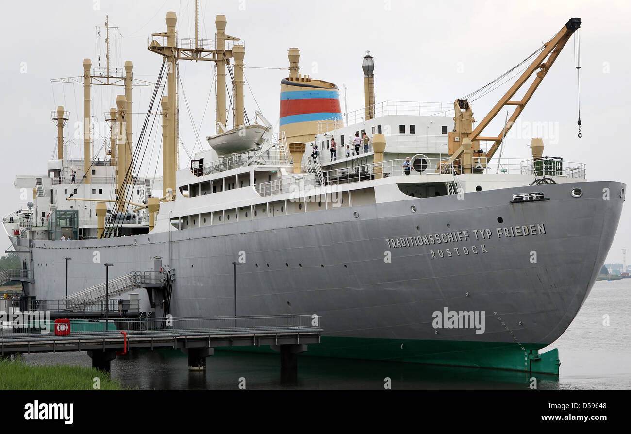 The 'Traditional ship Type Peace'' lays since 1970 at Warnow bank in ...