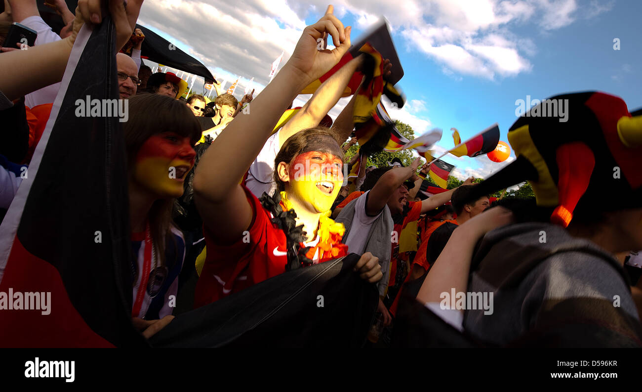 German soccer fans celebrate prior to Germany's first match at FIFA ...