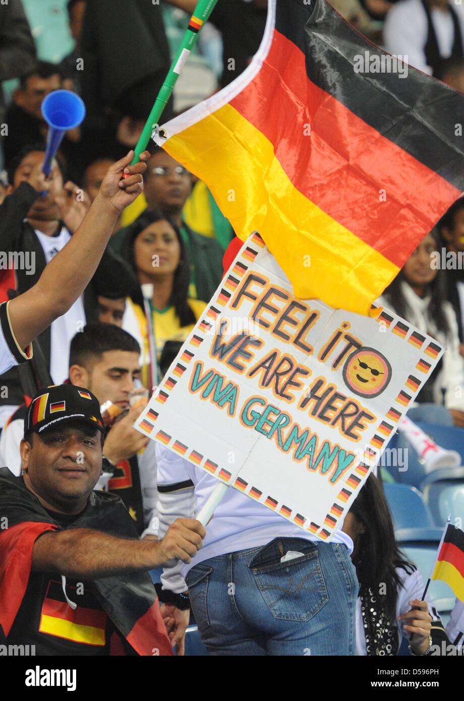 German fans celebrate on the stands prior to the 2010 FIFA World Cup ...