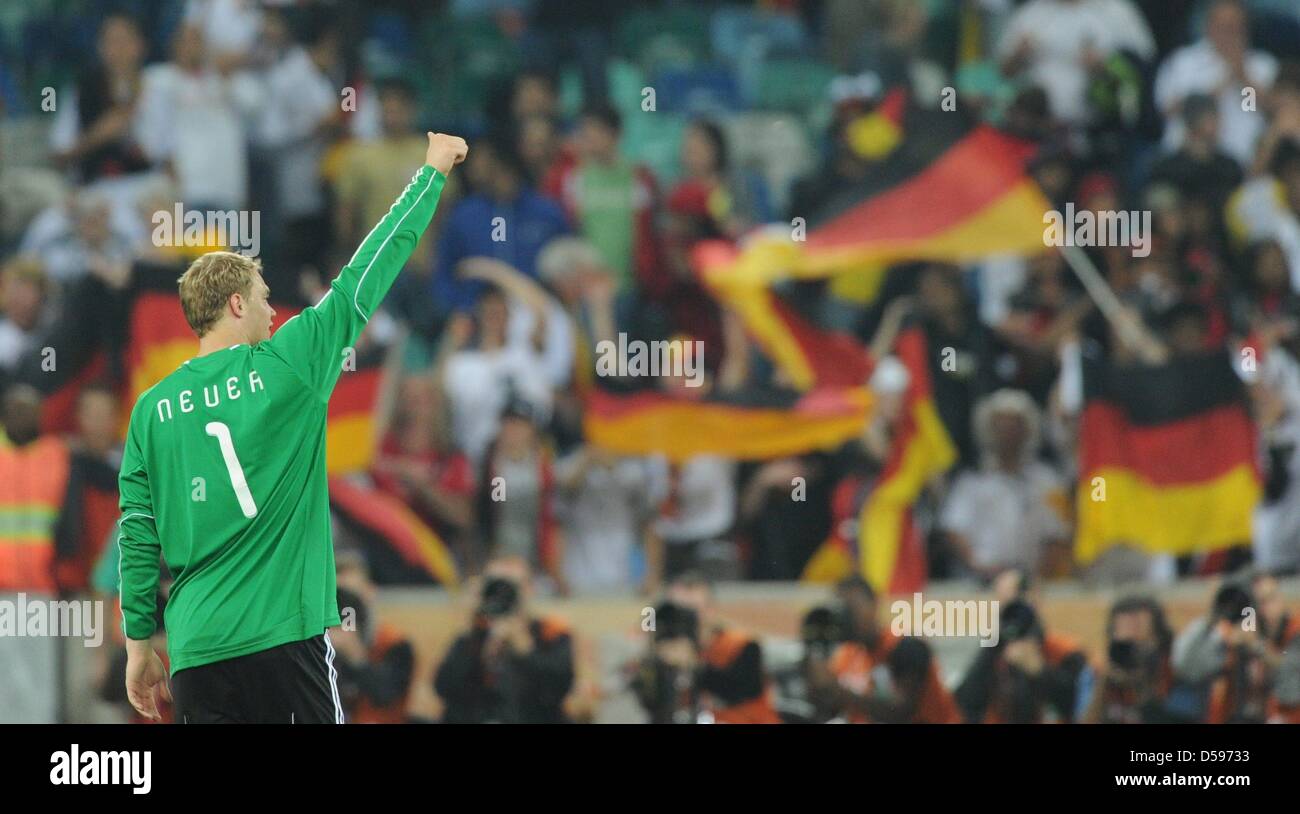 Germany's goalkeeper Manuel Neuer celebrates after the 2010 FIFA World ...