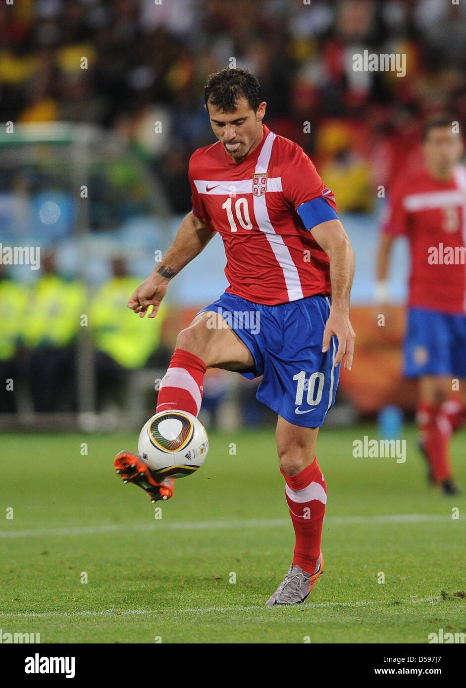 Serbia's Dejan Stankovic controls the ball during the 2010 FIFA World ...