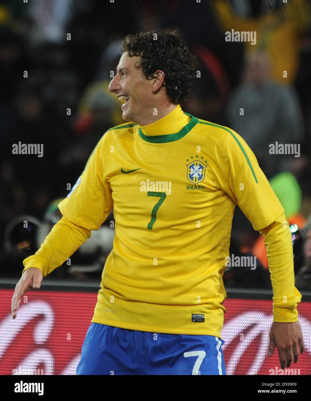 Brazil's Elano celebrates scoring the 2-0 during the 2010 FIFA World ...