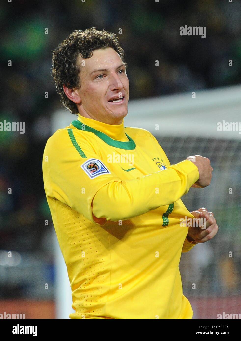 Brazil's Elano celebrates scoring the 2-0 during the 2010 FIFA World ...