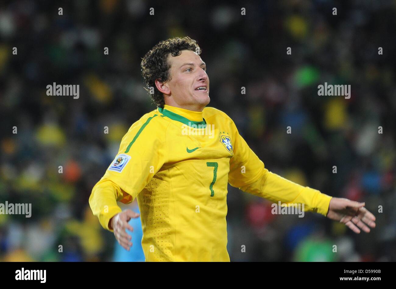 Brazil's Elano celebrates scoring the 2-0 during the 2010 FIFA World ...