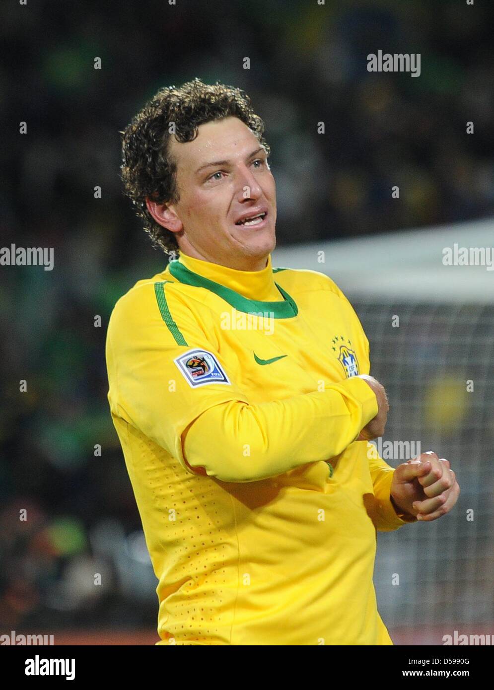 Brazil's Elano celebrates scoring the 2-0 during the 2010 FIFA World ...