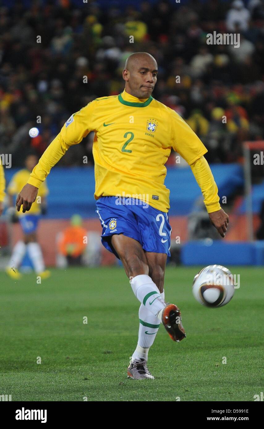 Brazil's Maicon during the 2010 FIFA World Cup group G match between ...