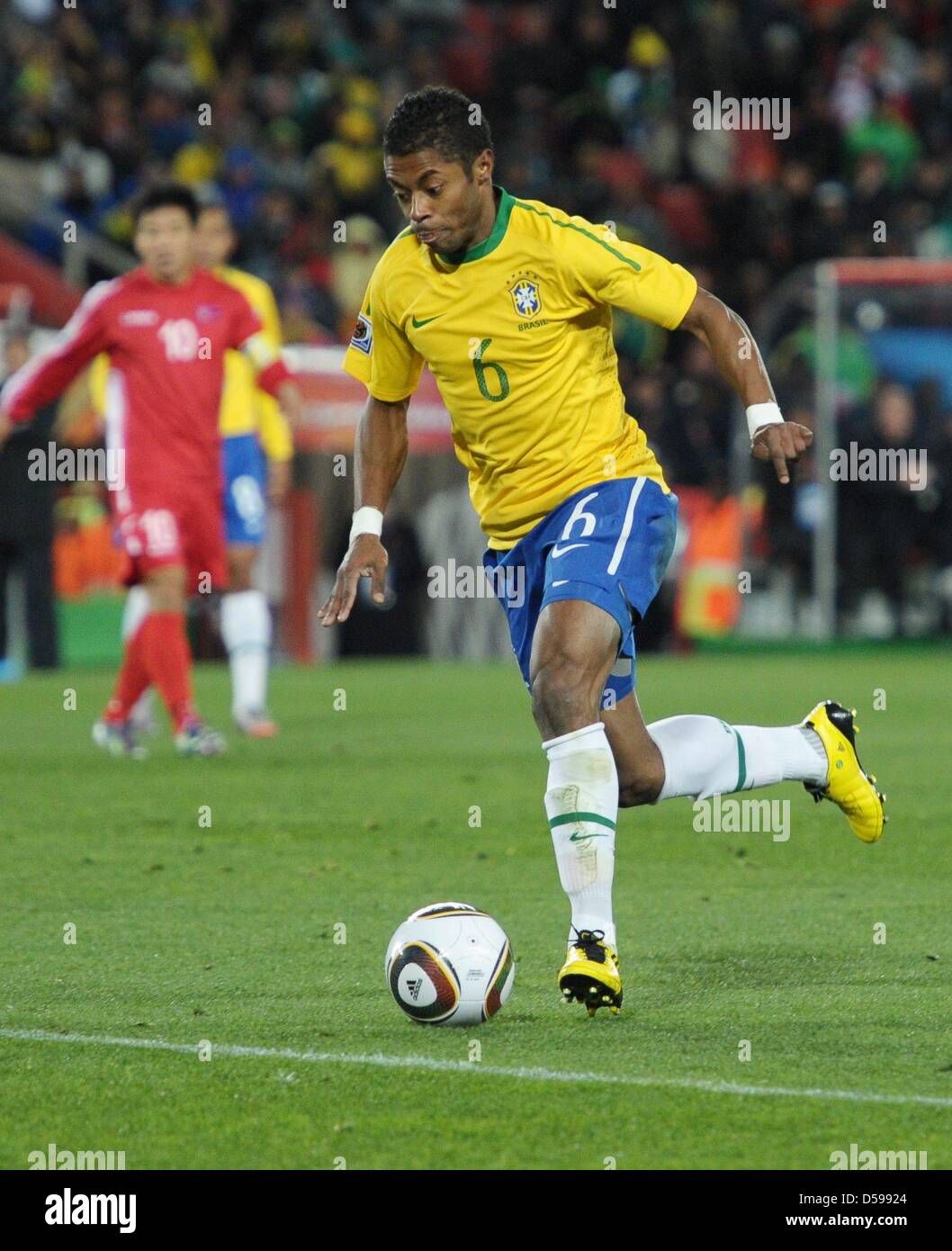 Michel Bastos of Brazil controls the ball during the FIFA World Cup ...