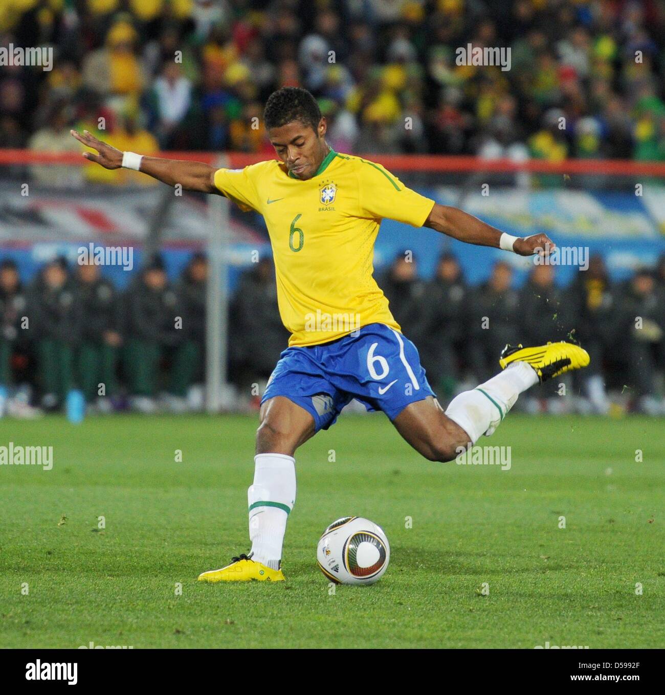Michel Bastos of Brazil controls the ball during the FIFA World Cup ...