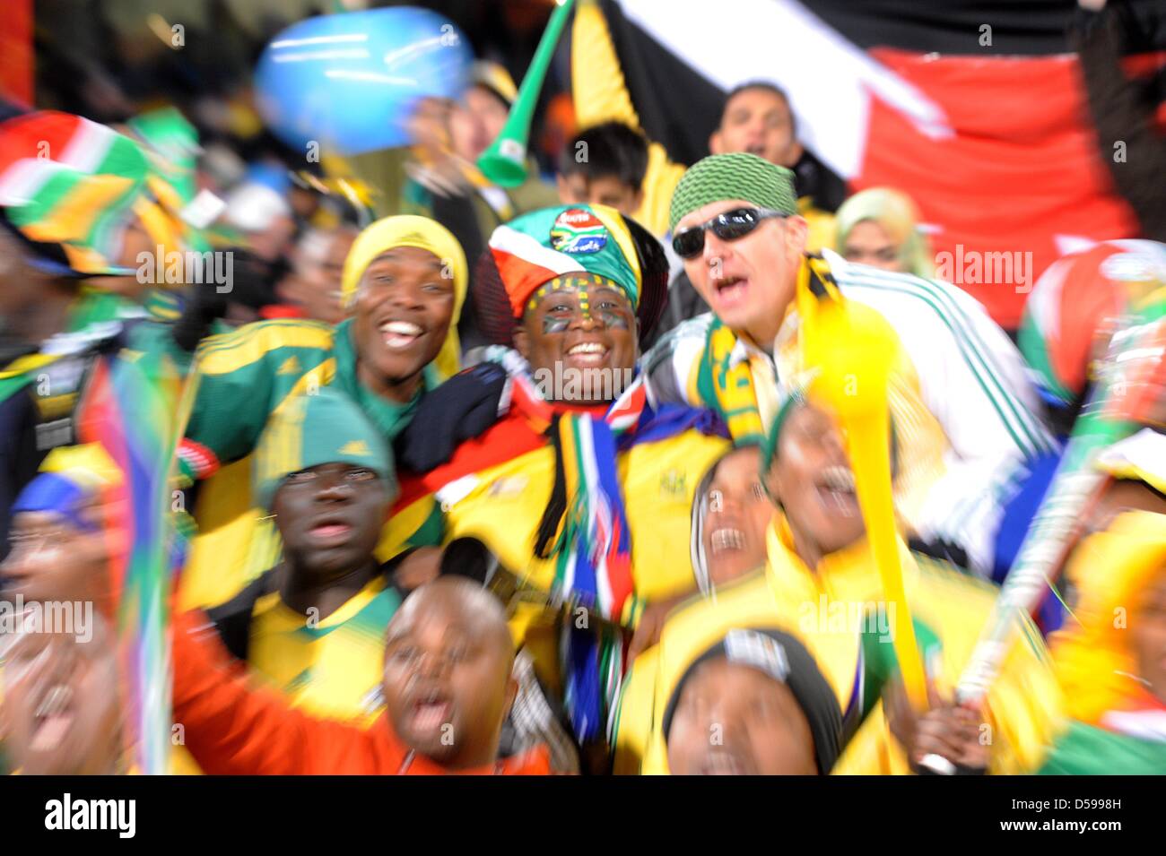 South African fans celebrate on the stand prior to the 2010 FIFA World ...