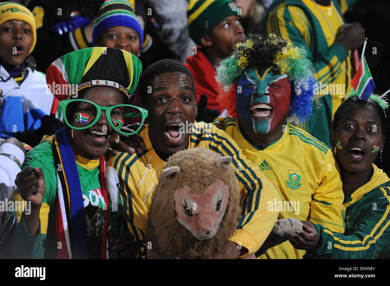 South African fans celebrate on the stand prior to the 2010 FIFA World ...