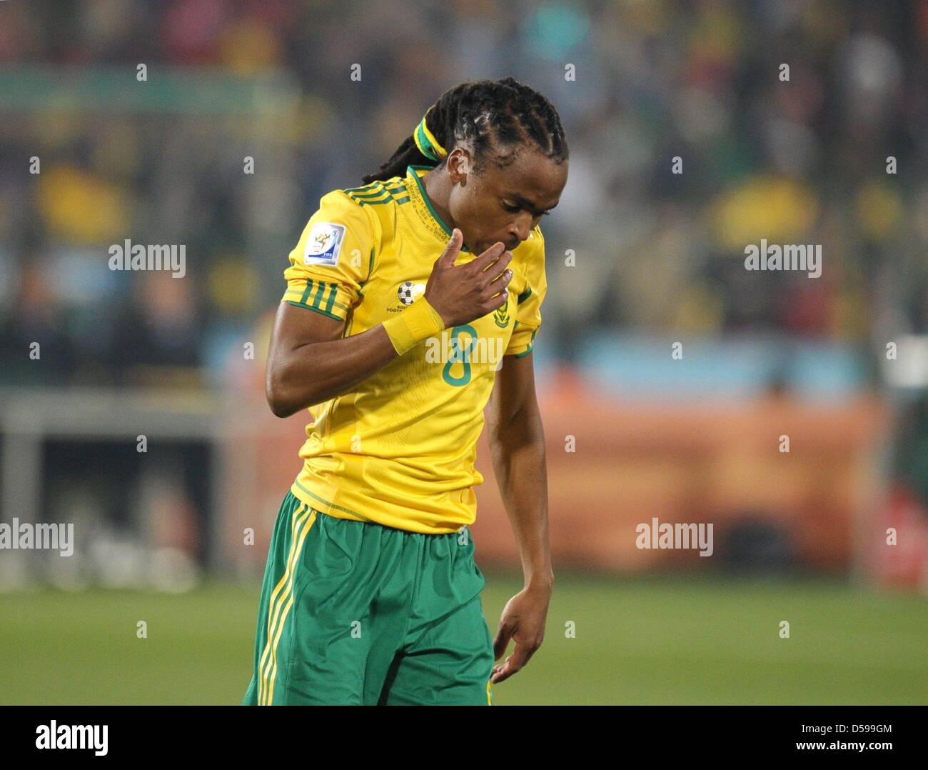 Siphiwe Tshabalala of South Africa reacts during the FIFA World Cup ...