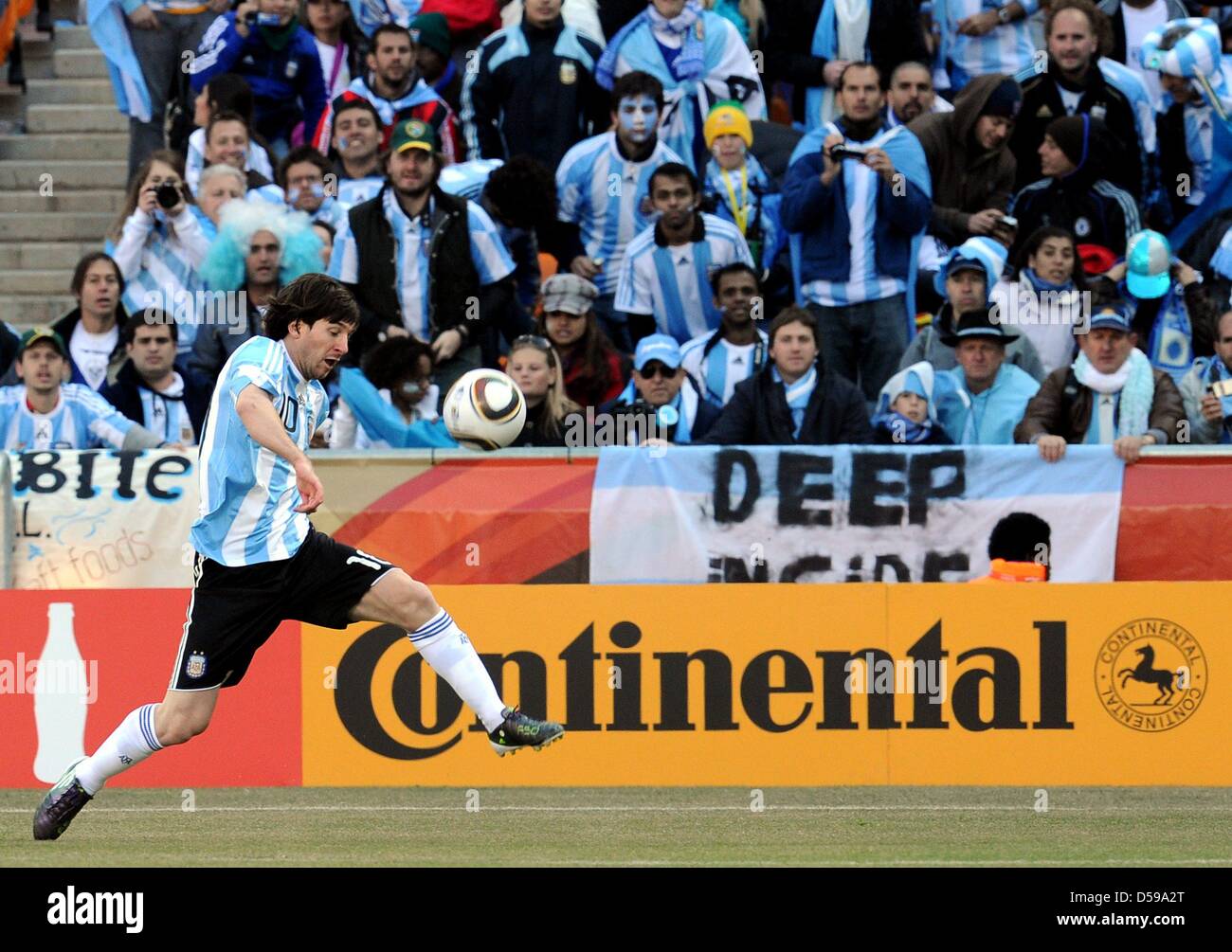 Argentina's Lionel Messi during the 2010 FIFA World Cup group B match ...